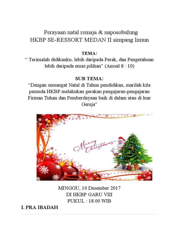 Tertib Acara Natal ReNa HKBP Ressort Medan II Simpang Limun 2017 | PDF