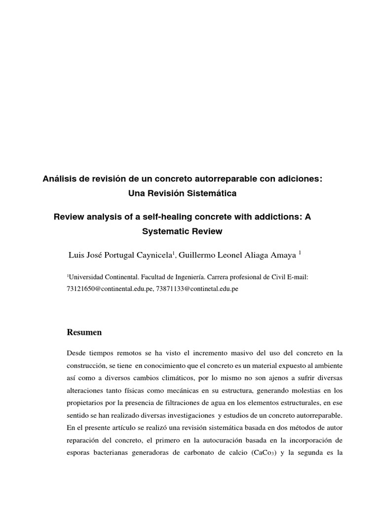 Concreto Autorreparable | PDF | Hormigón | Materiales