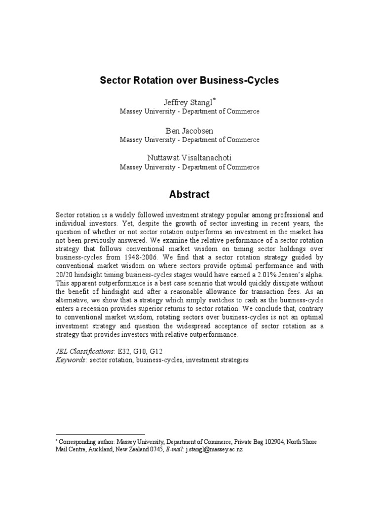 Sector Rotation Over Business Cycles | PDF | Business Cycle | Recession