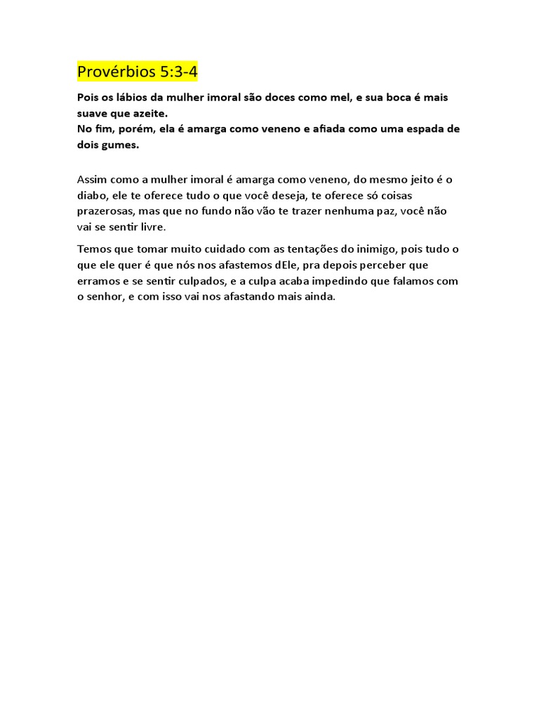 Devocional (Provérbios 5) | PDF