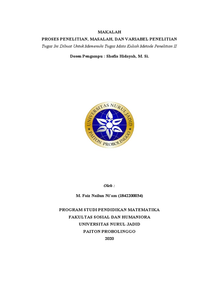 Makalah Proses Penelitian, Masalah, Dan Variabel Penelitian | PDF