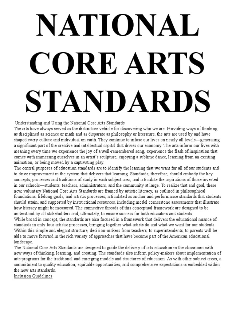 National Core Arts Standards Overview | PDF | Rhythm | Evaluation