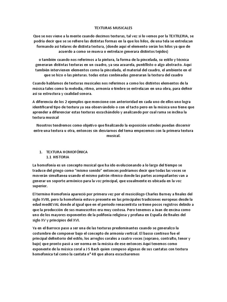 Introducción a las texturas musicales: homofonía, sus características y ...