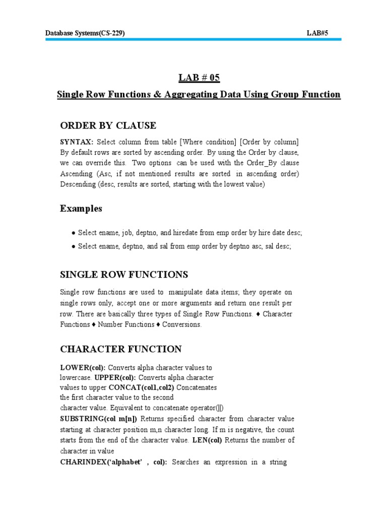 Single Row Functions | PDF | Trigonometric Functions | Salary