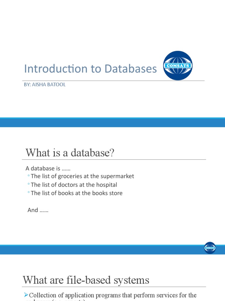 Introduction To Databases: By: Aisha Batool | PDF | Databases ...