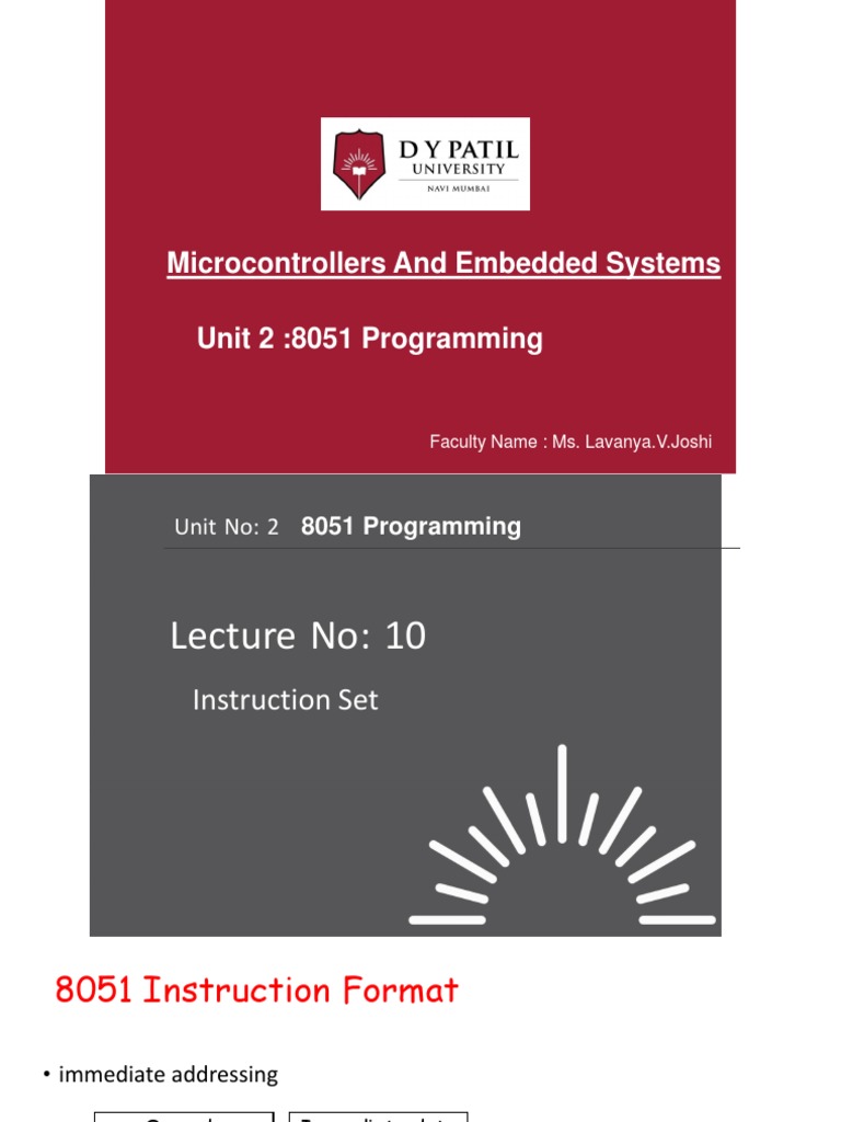 Microcontrollers and Embedded Systems Unit 2:8051 Programming | PDF ...