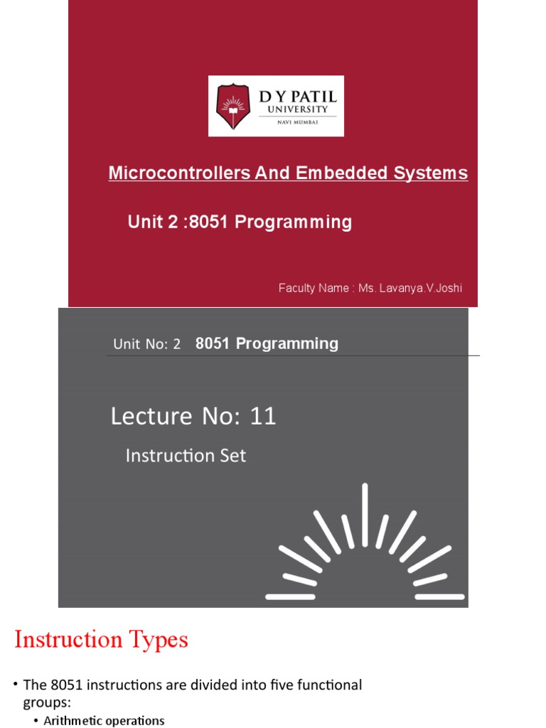 Microcontrollers and Embedded Systems Unit 2:8051 Programming | PDF | Computer Architecture ...