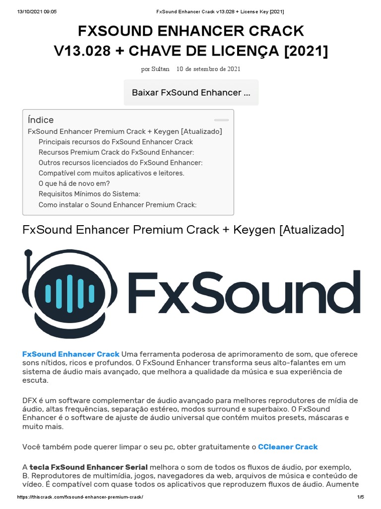 FxSound Enhancer Crack v13.028 + License Key (2021) | PDF | Som ...