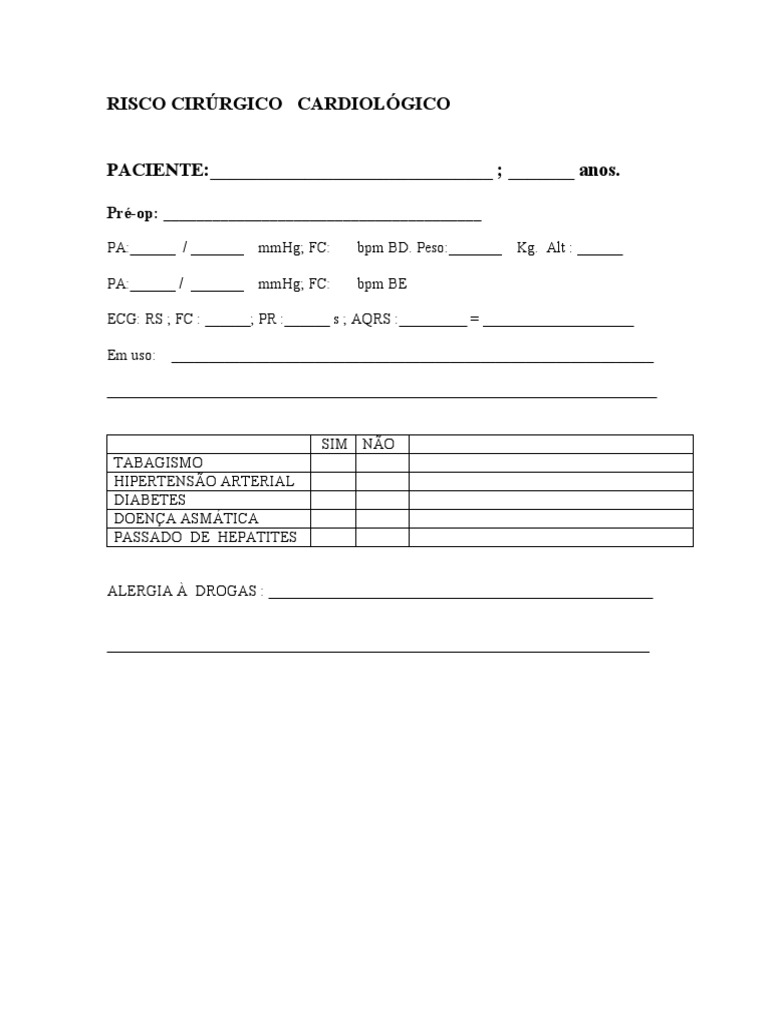Modelo Risco Cirurgico Cardiologico | PDF