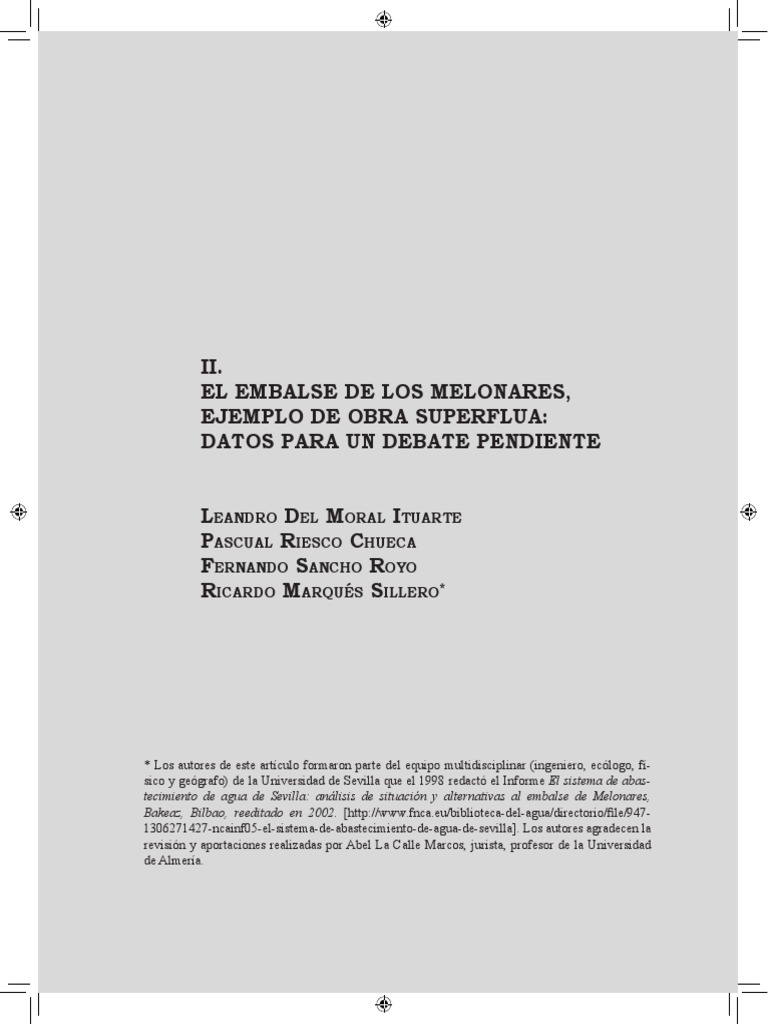 II. El Embalse de Los Melonares, Ejemplo de Obra Superflua: Datos para ...
