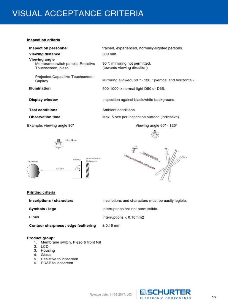 Visual Acceptance Criteria Overview | PDF | Touchscreen | Liquid ...