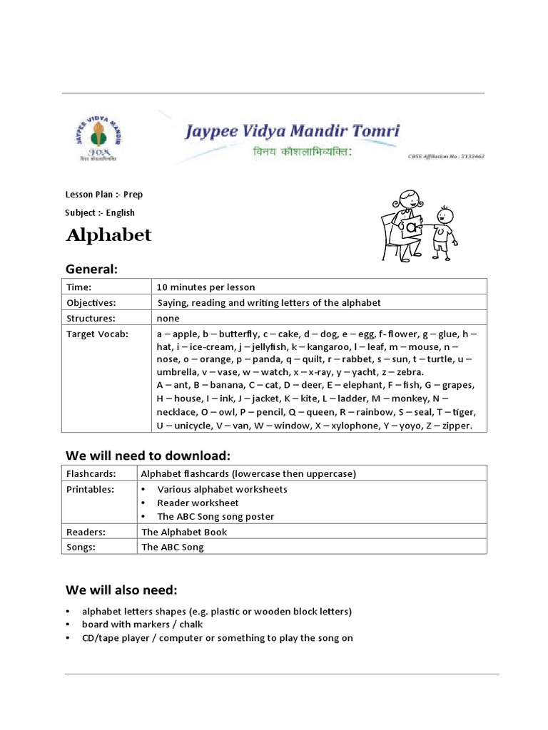 Alphabet Lesson Plan | PDF | Alphabet Book