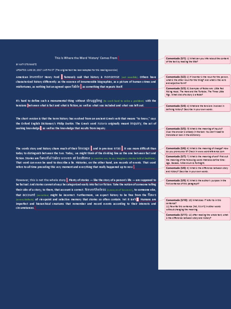 Origin and Meaning of 'History' | PDF | Linguistics