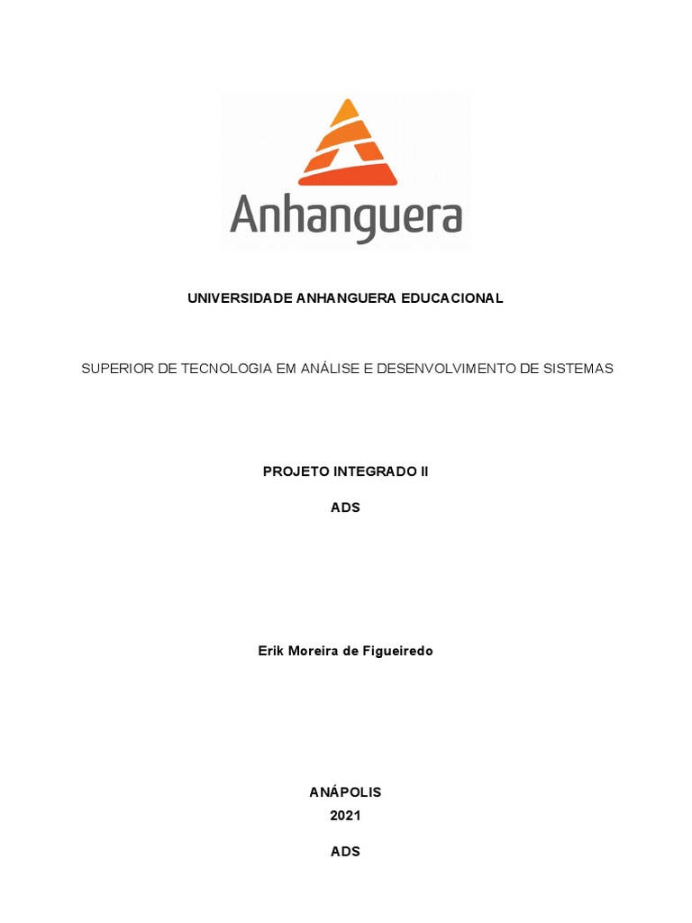 Modelo Projeto Integrado Anhanguera - Ads | PDF | Programas | Algoritmos