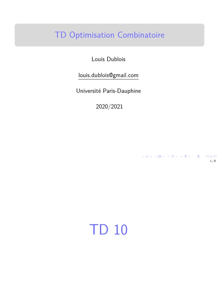 (TD10) Optimisation Combinatoire | PDF | Applied Mathematics | Computational Complexity Theory