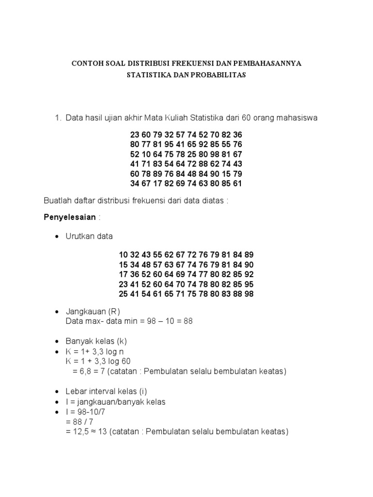 Contoh Soal Distribusi Frekuensi | PDF