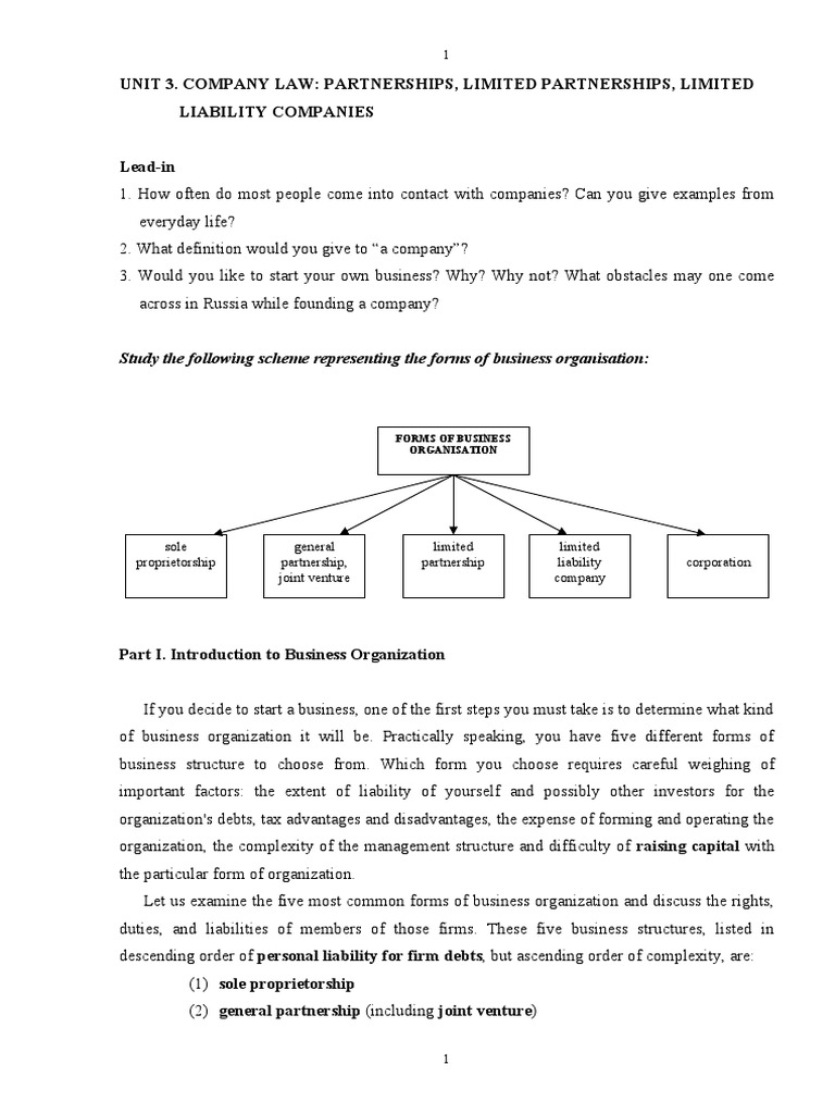 UNIT 3. Company Law | PDF | Partnership | Sole Proprietorship