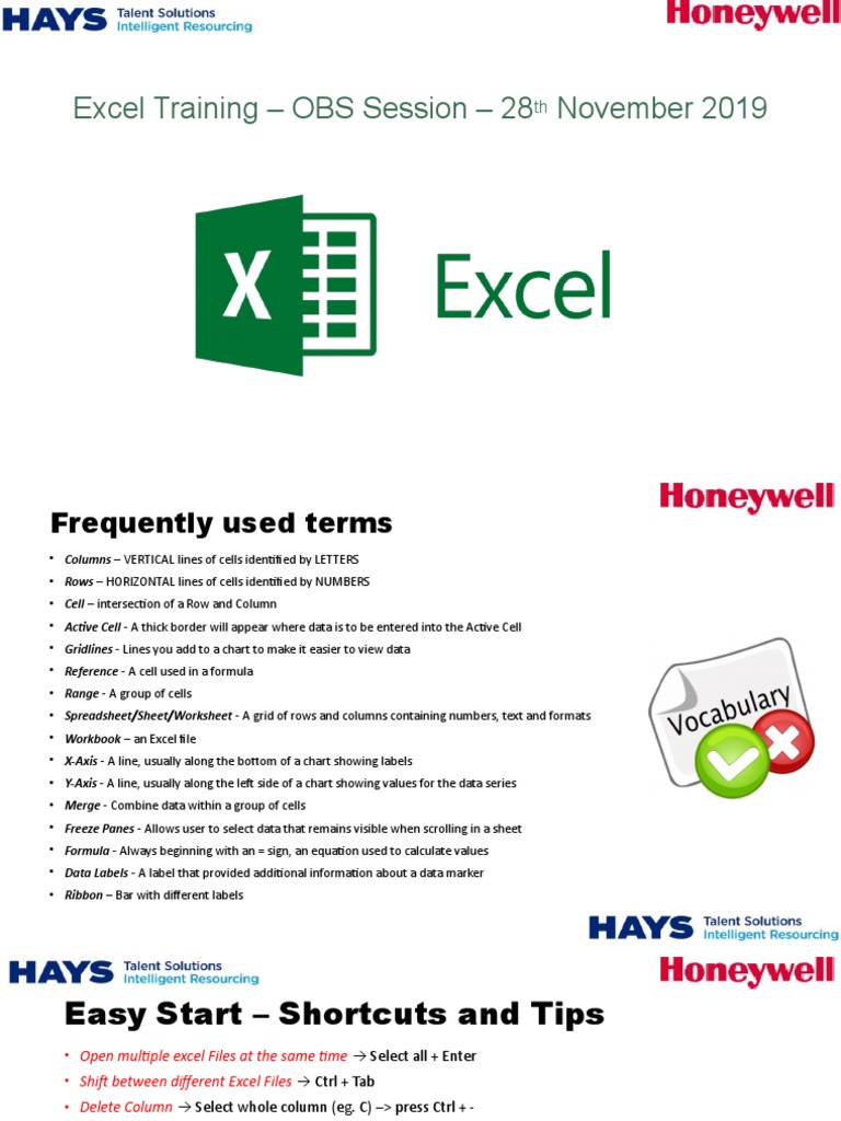 Excel Training - Shortcuts & Tips | PDF | Microsoft Excel | Software ...