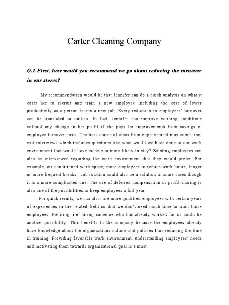 Carter Cleaning Company A-3 | PDF | Employment | Recruitment