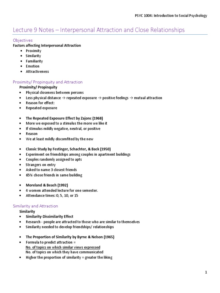 Interpersonal Attraction & Relationships | PDF | Attachment Theory | Physical Attractiveness