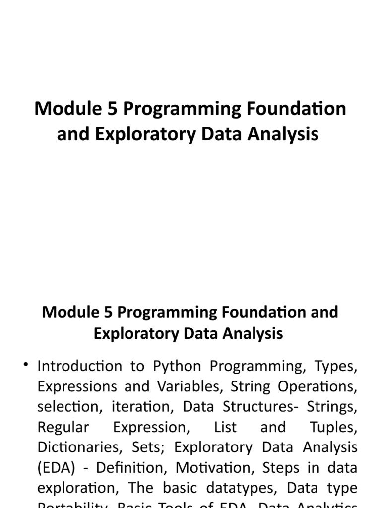 Module 5 Programming Foundation and Exploratory Data Analysis | PDF | Anonymous Function ...