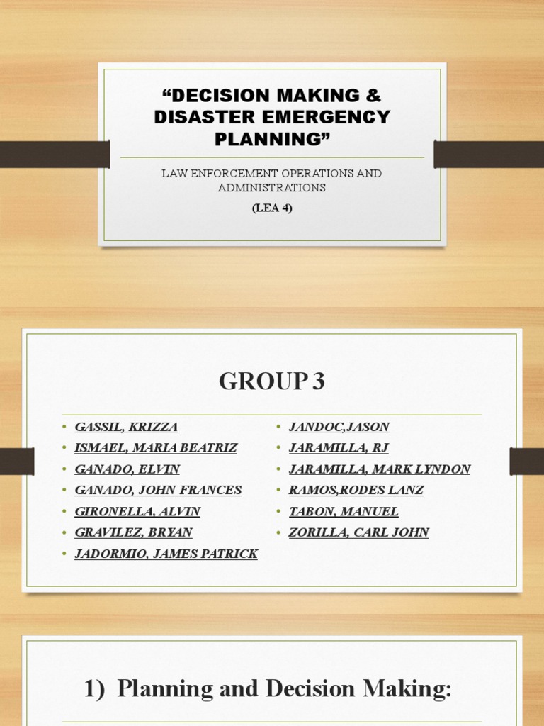 (Group 3) Decision Making & Disaster Emergency Planning | PDF ...