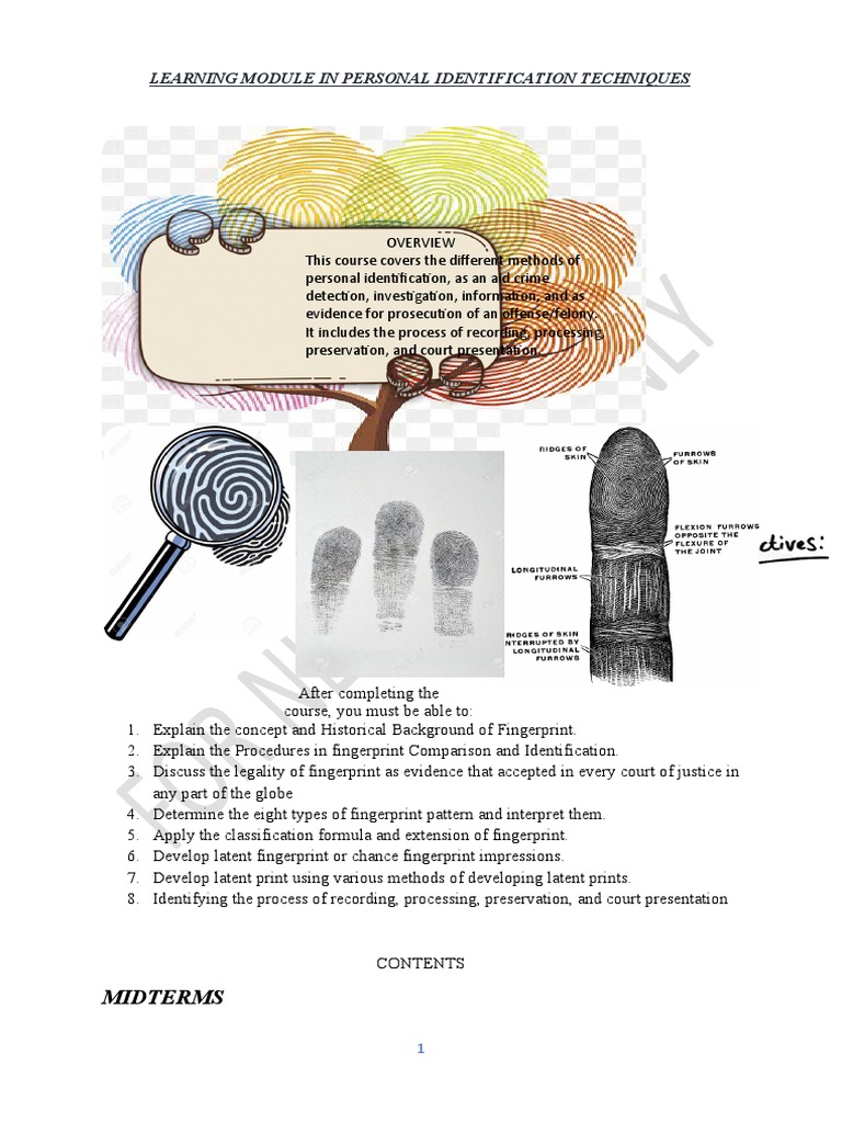 Pit. Module 1. Lesson 1&2 | PDF | Fingerprint | Human Anatomy