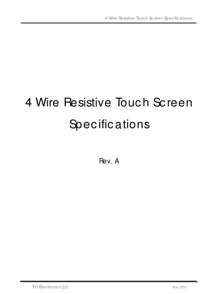 4-Wire Touch Specs | PDF | Touchscreen | Electrical Resistance And Conductance