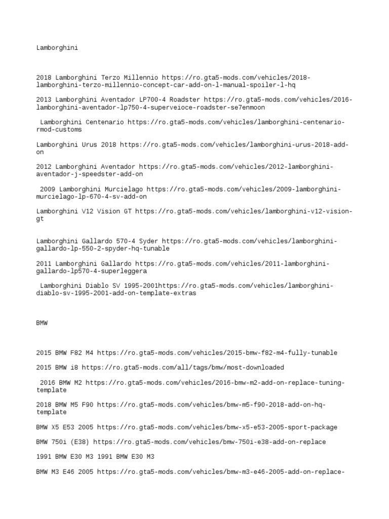 Masini Fivem 3 Pdf Audi Sports Car Manufacturers