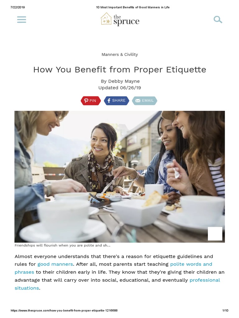 10 Most Important Benefits of Good Manners in Life | PDF | Etiquette ...
