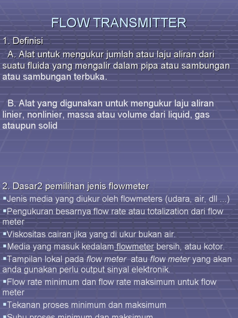 Jenis dan Fungsi Flow Transmitter | PDF