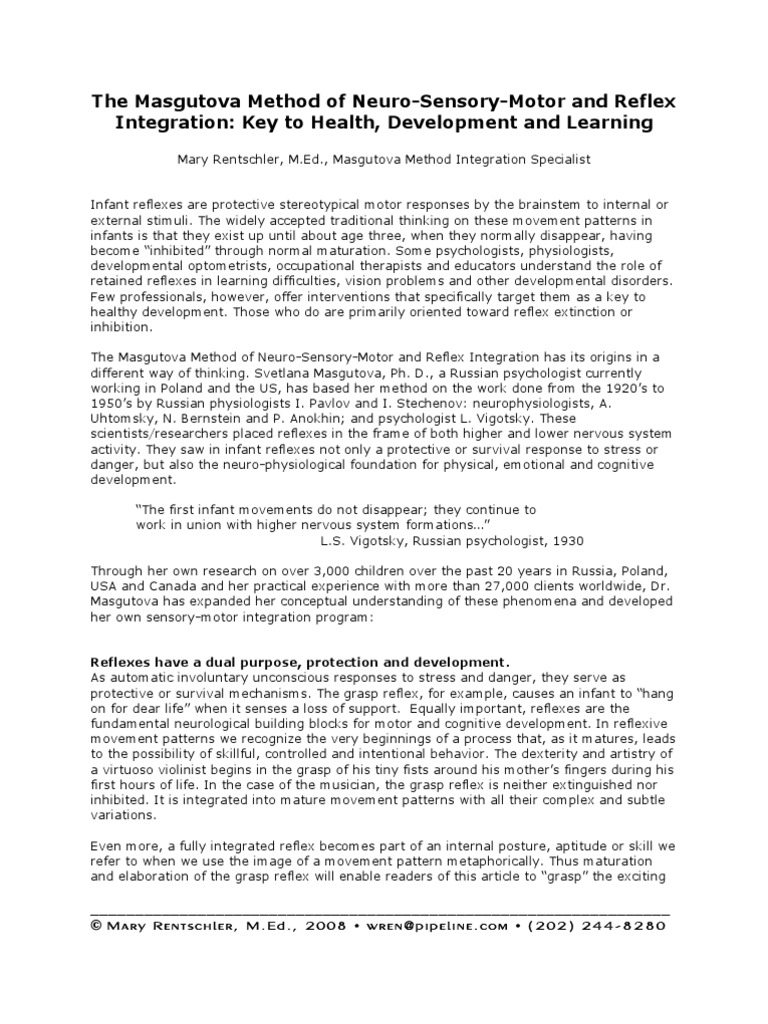 Masgutova Method | PDF | Stimulus (Physiology) | Perception