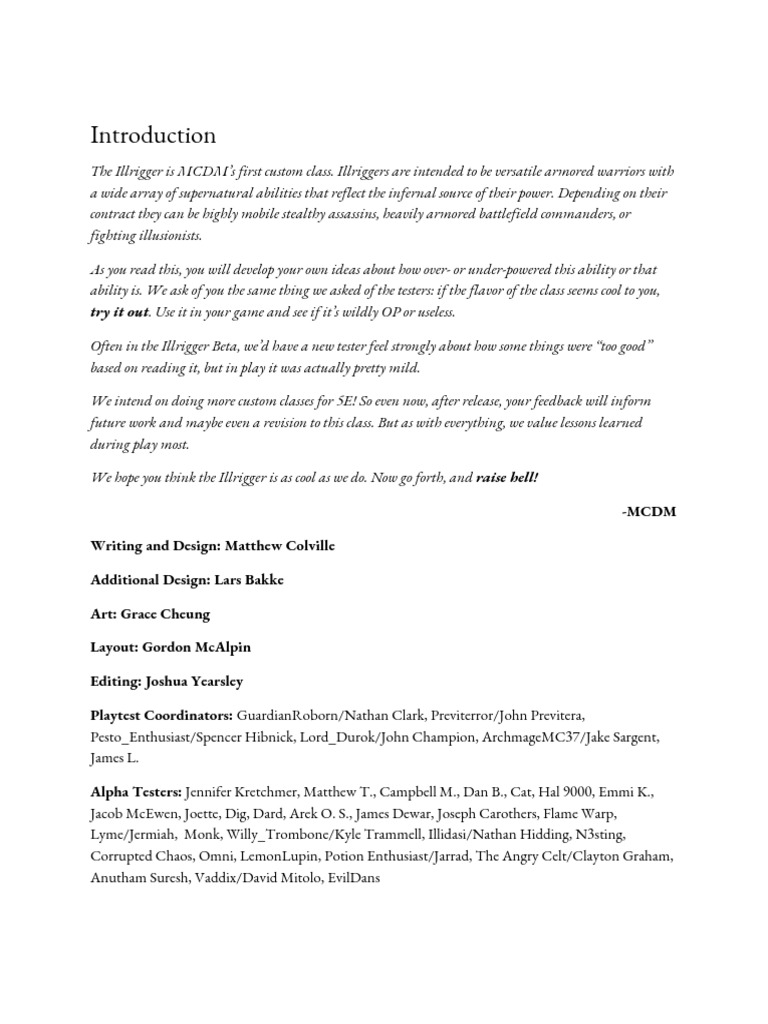 Illrigger Class v2.4 | PDF