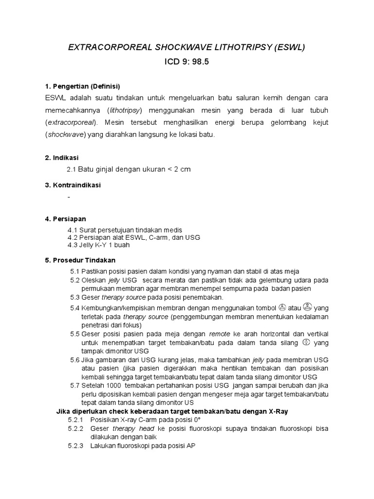 Prosedur ESWL untuk Batu Ginjal | PDF