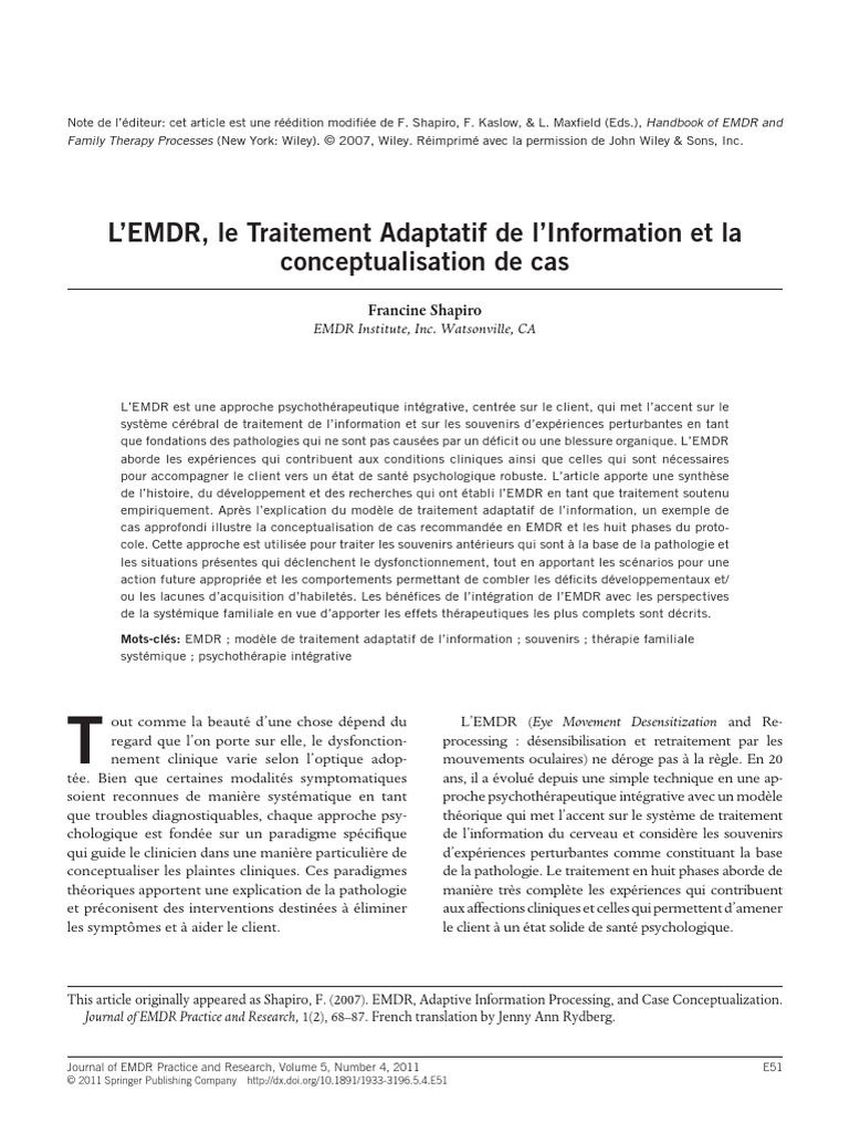 EMDR Et TAI Conceptualisation de Cas | PDF | Intégration neuro ...