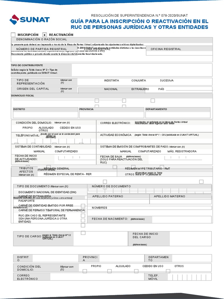 Guía para La Inscripción o Reactivación en El RUC de Personas Jurídicas ...