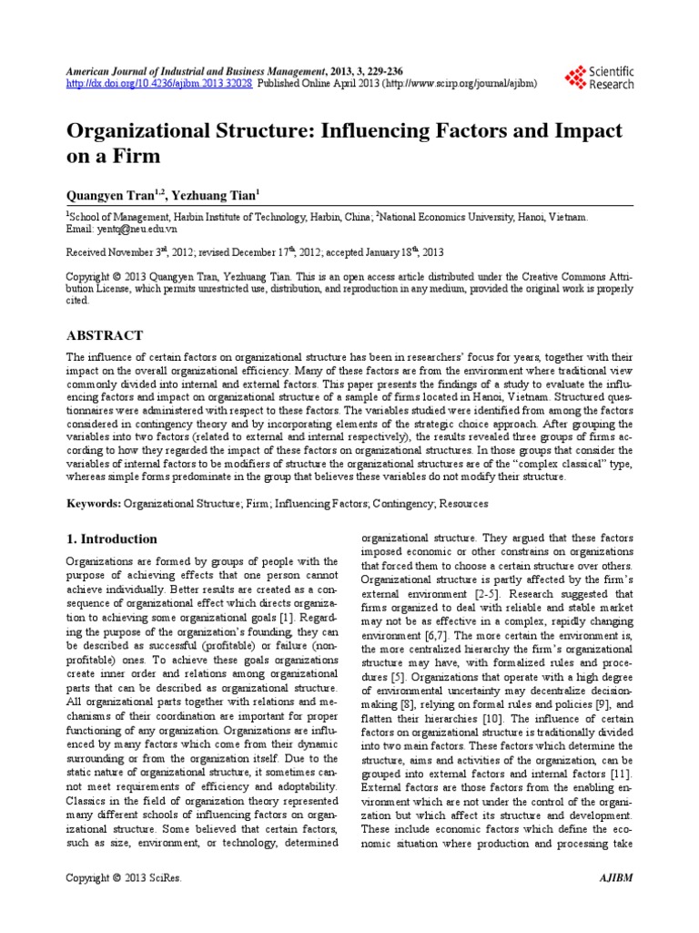 Organization Structure - Influencing Factors | PDF | Organizational ...
