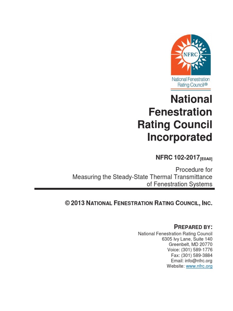 National Fenestration Rating Council Incorporated: NFRC 102-2017 | PDF ...