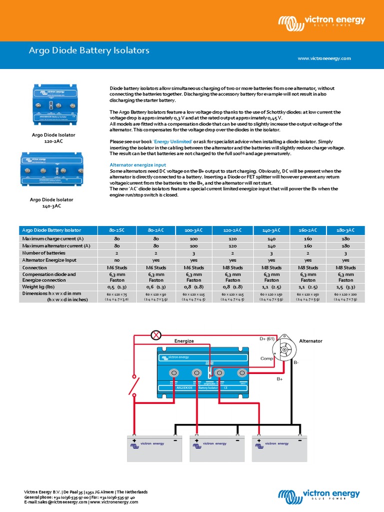 Datasheet Argo Diode Battery Isolators en | PDF | Diode | Direct Current