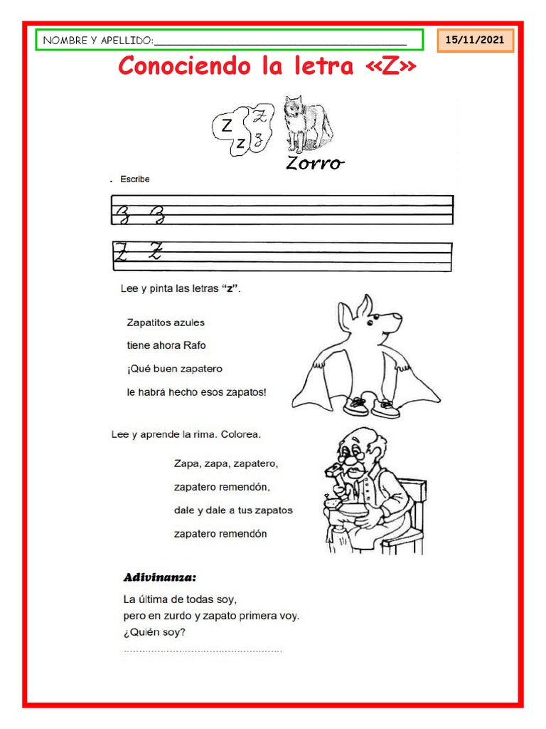 Conociendo La Letra Z | PDF