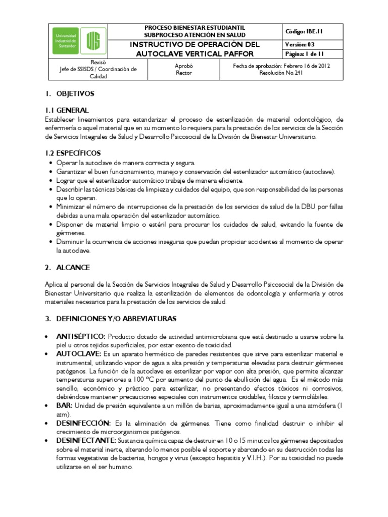 Manual de Usuario Autoclave | PDF Manual de Usuario Autoclave | PDF