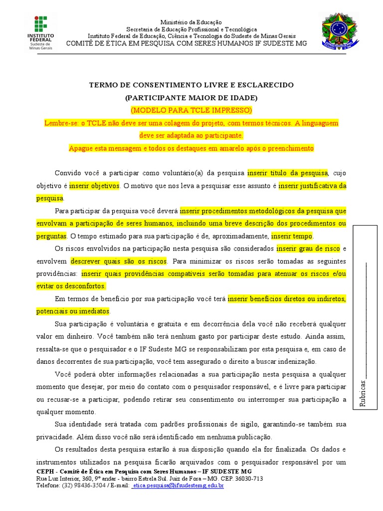 Modelo Tcle Impresso 2020 | PDF