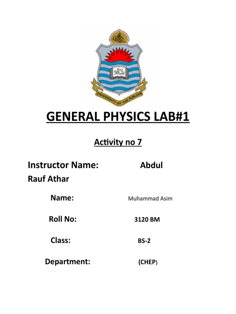 General Physics Lab#1: Instructor Name | PDF | Force | Kinetic Energy