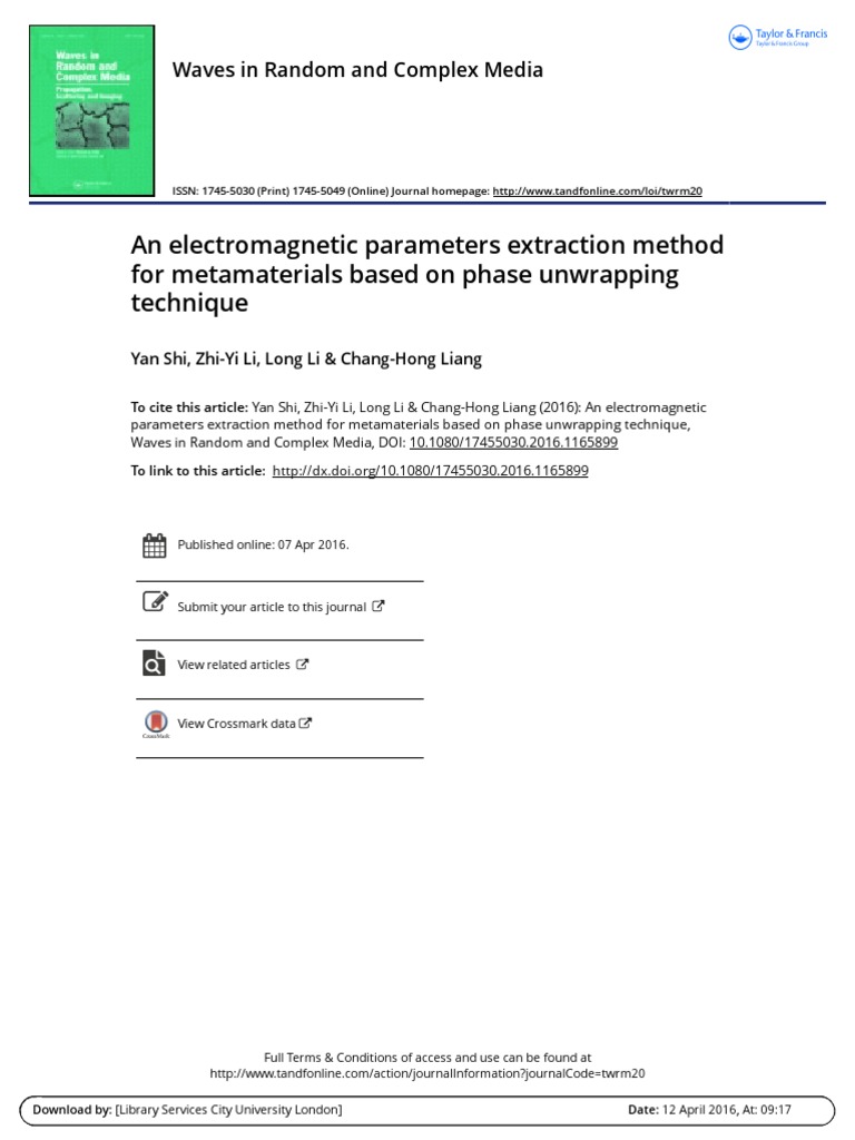 An Electromagnetic Parameters Extraction Method For Metamaterials Based ...