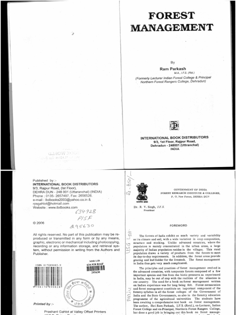 Forest Management - Ram Prakash Book' | PDF