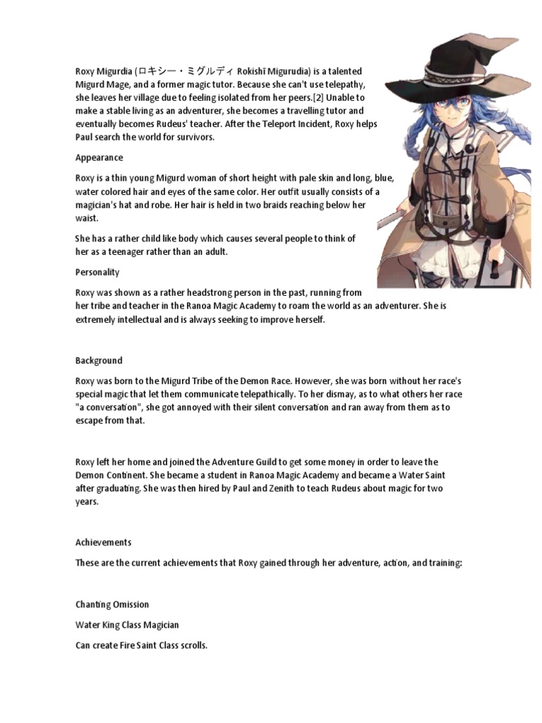 Roxy Migurdia - Talented Migurd Mage and Magic Tutor | PDF