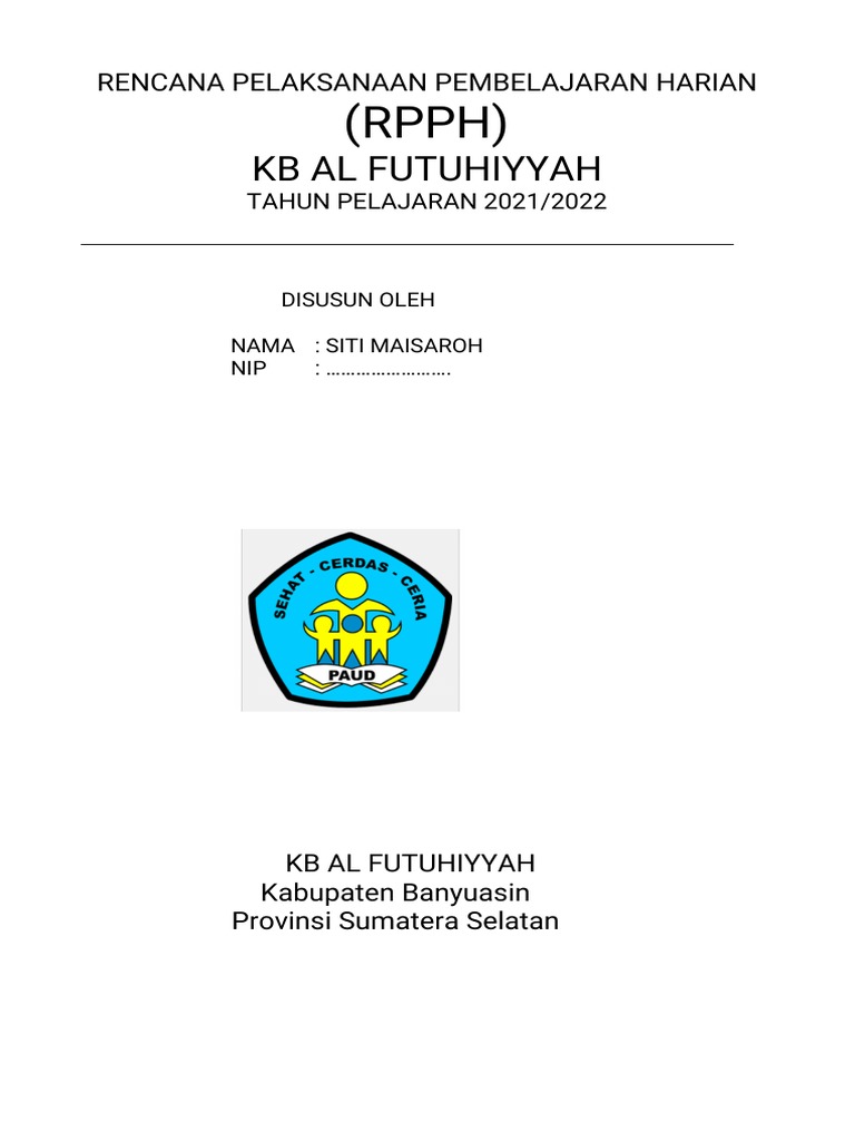 RPPH KB Tema Diri Sendiri Kurikulum 2013 - 045304 | PDF