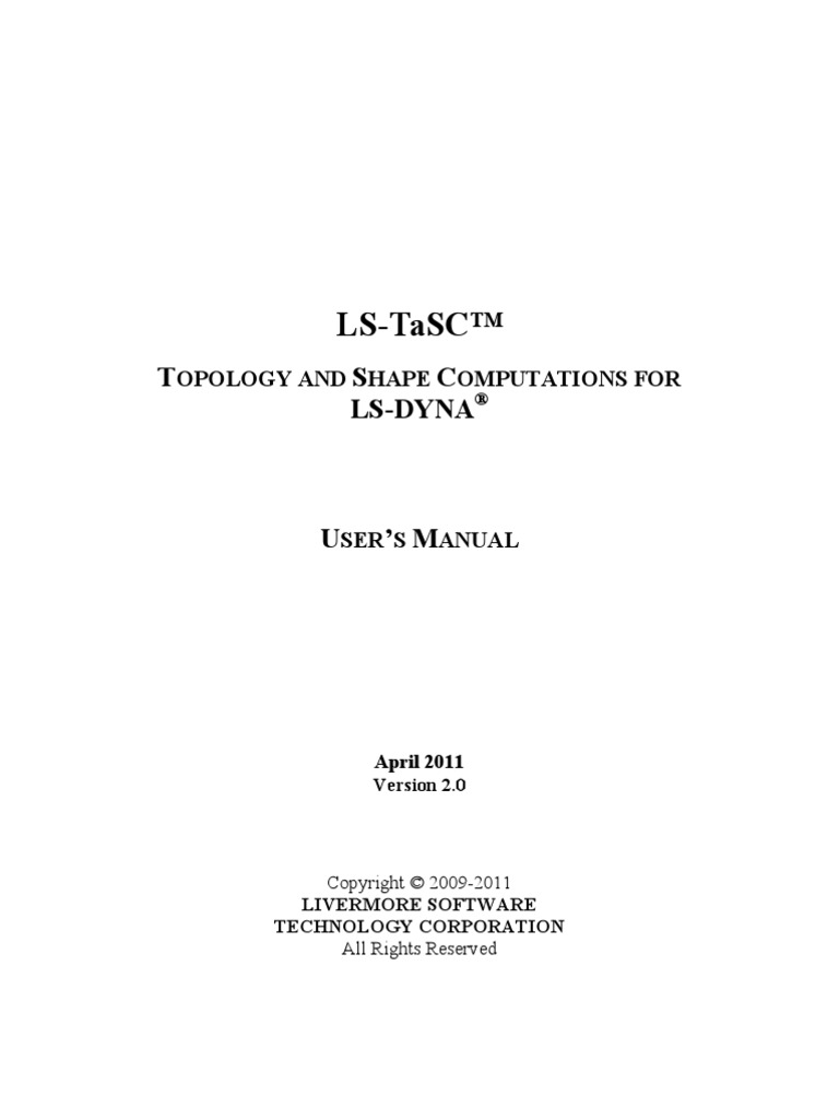 Ls Tasc 2.0 Manual | PDF | Mathematical Optimization | Deformation ...