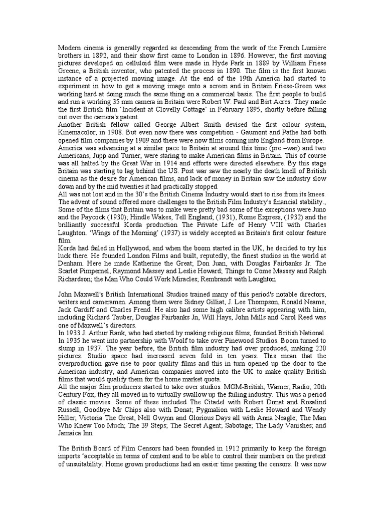 The Rise and Fall of the British Film Industry: A Century of Challenges ...