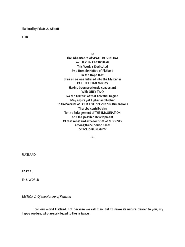 Flatland by Edwin Abbott | PDF | Flatland